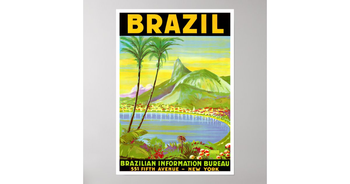 Rio de Janeiro Brasil vintage travel poster | Zazzle