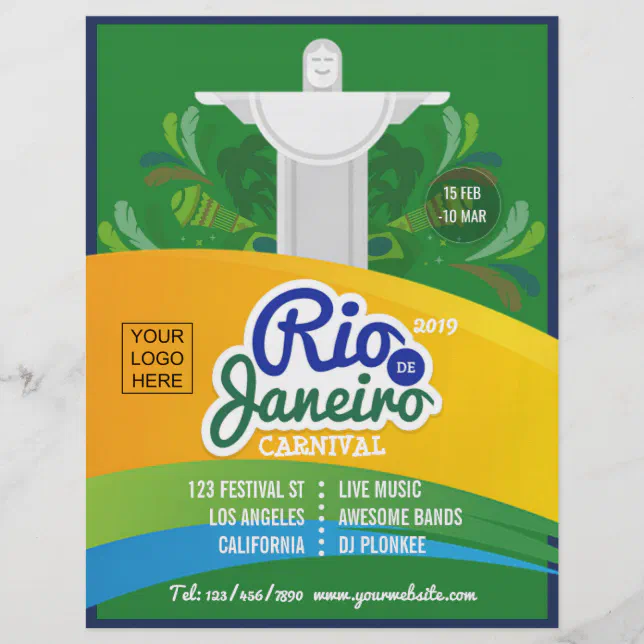 Rio de Janeiro Carnival custom add logo and photo Flyer | Zazzle
