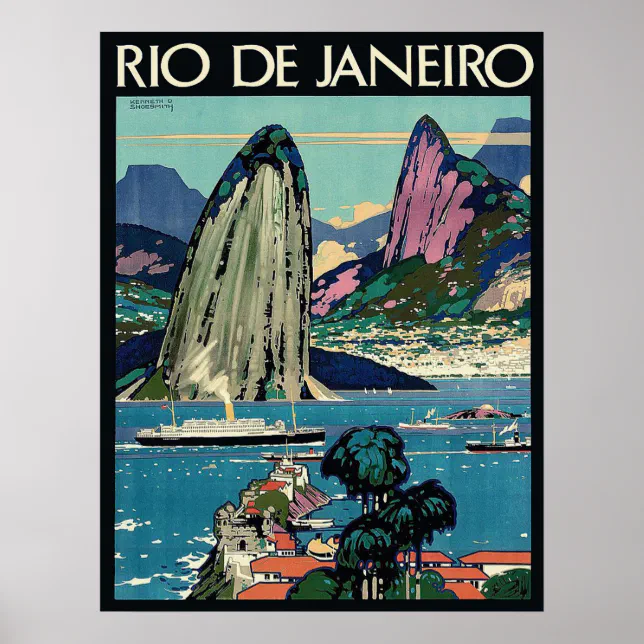 Rio De Janeiro, tourist boats on the coast Poster | Zazzle