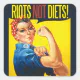 Riots not Diets - vintage feminism Square Sticker | Zazzle