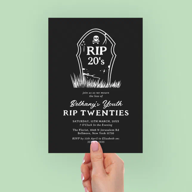 RIP 20s Black White 30th Birthday Party Invitation | Zazzle