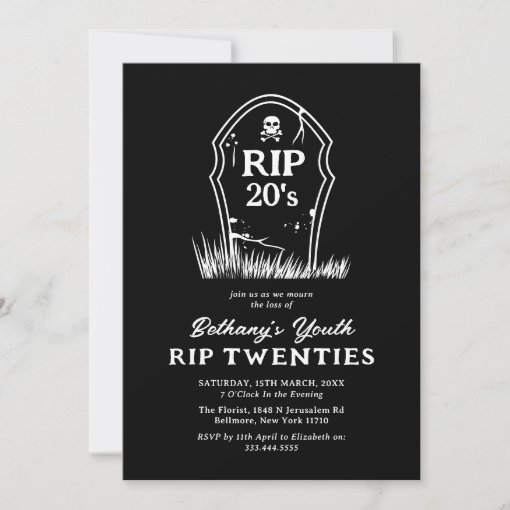 RIP 20s Black White 30th Birthday Party Invitation | Zazzle