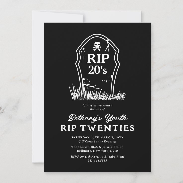 RIP 20s Black White 30th Birthday Party Invitation | Zazzle