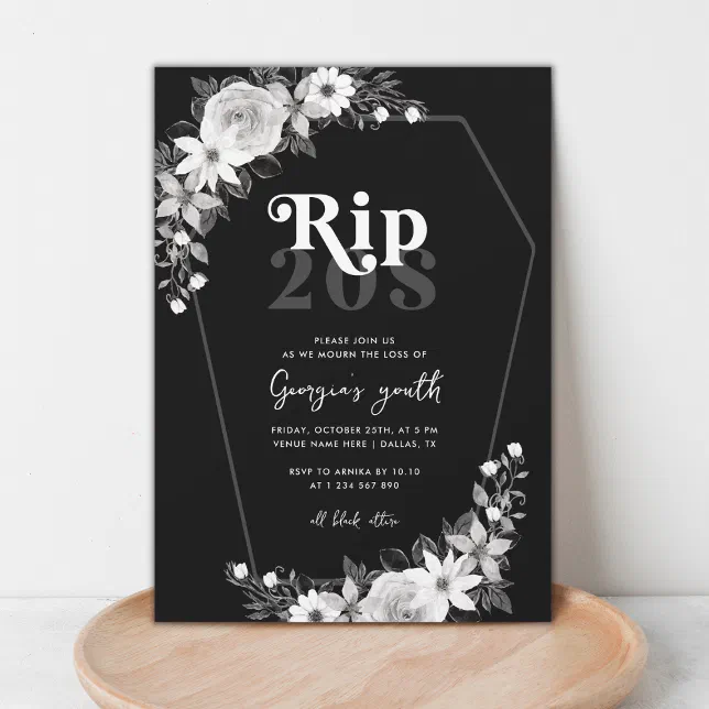 Rip 20s Death to my Youth 30th Birthday Party Invitation | Zazzle