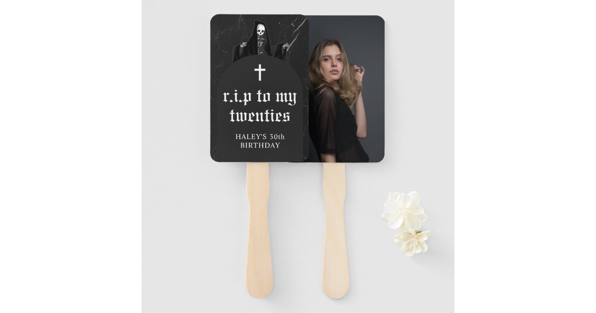 RIP 20s Twenties Grim Reaper Photo 30th Birthday Hand Fan | Zazzle
