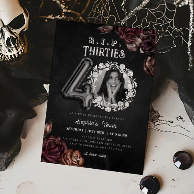 RIP 30s 40th Birthday Death to my Youth Photo Invitation | Zazzle