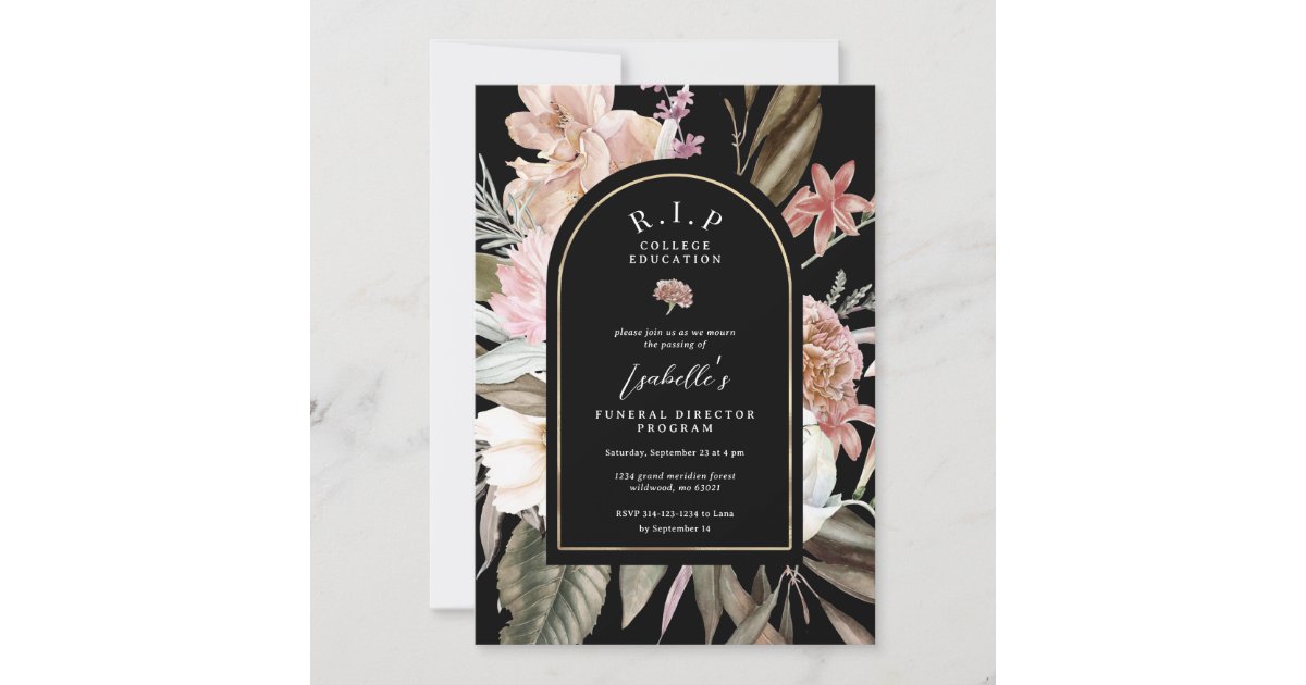 RIP College Education Funeral Director Invitation | Zazzle