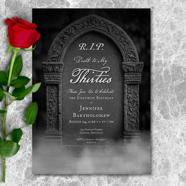 RIP Death to My 30s Grave Birthday Invitation | Zazzle