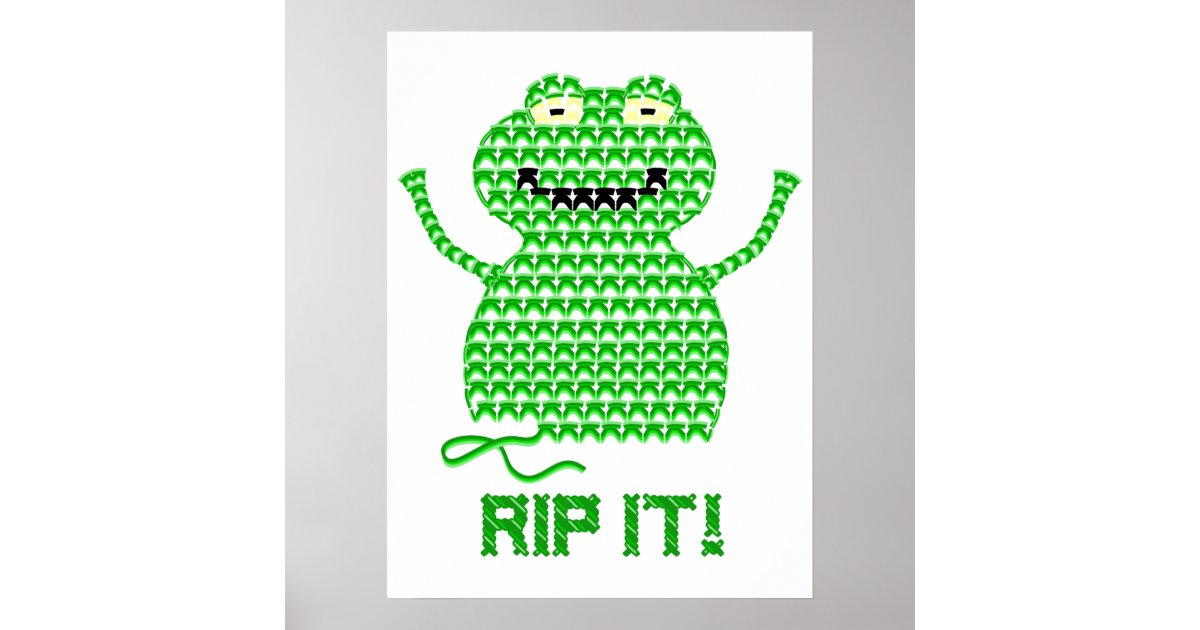 Rip It! Vector Crochet Frog Poster | Zazzle