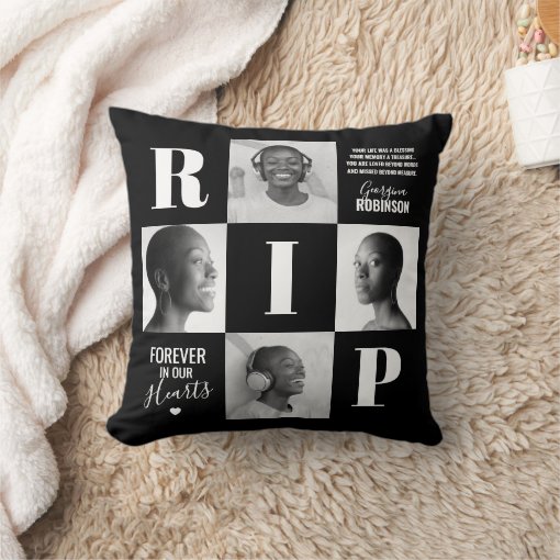 RIP Memorial Sympathy Photo Throw Pillow | Zazzle