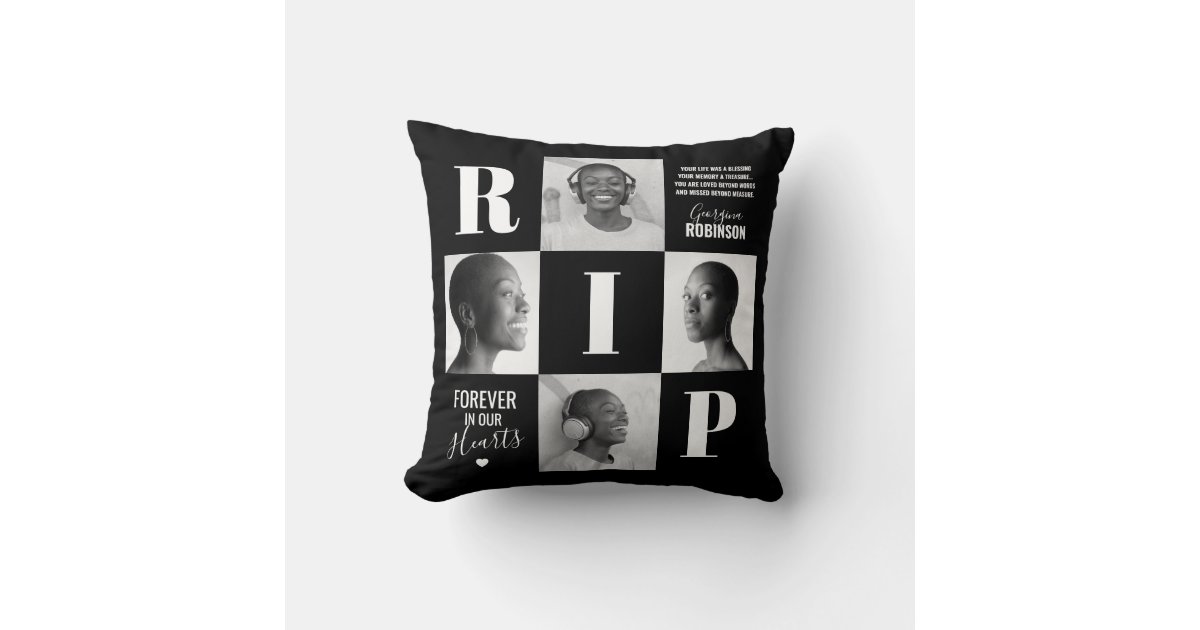 RIP Memorial Sympathy Photo Throw Pillow | Zazzle