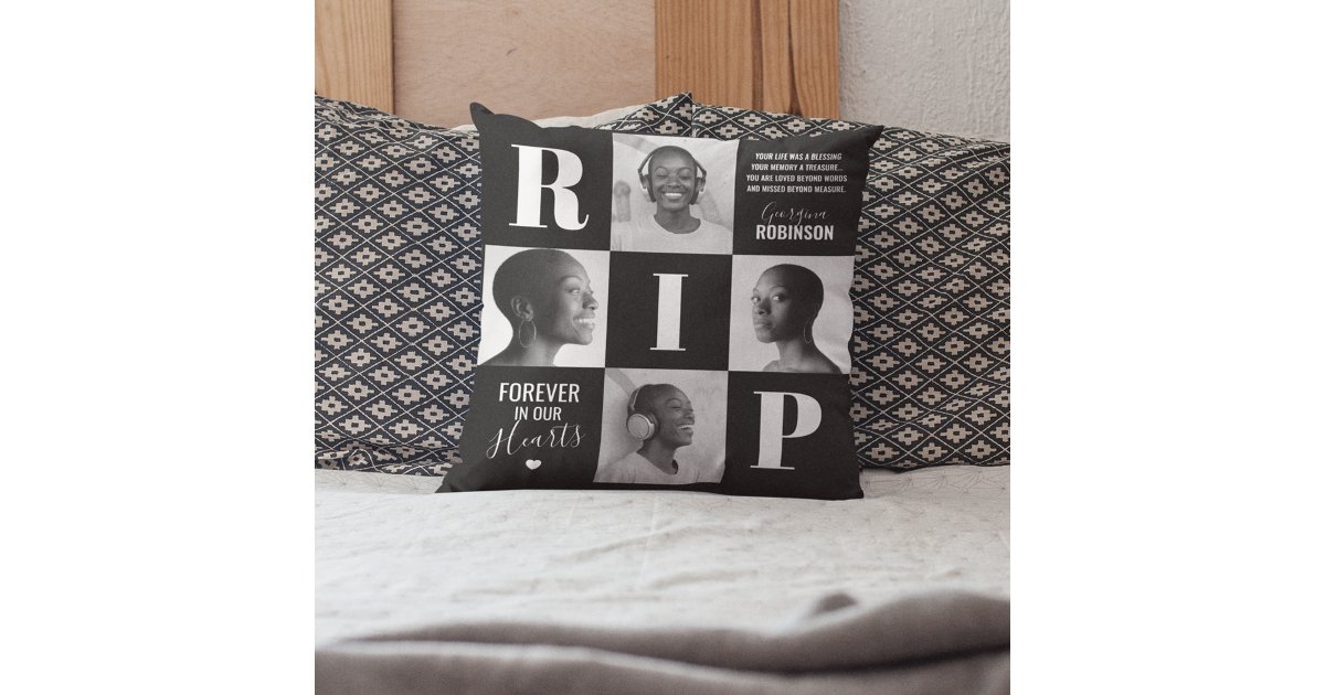 RIP Memorial Sympathy Photo Throw Pillow | Zazzle
