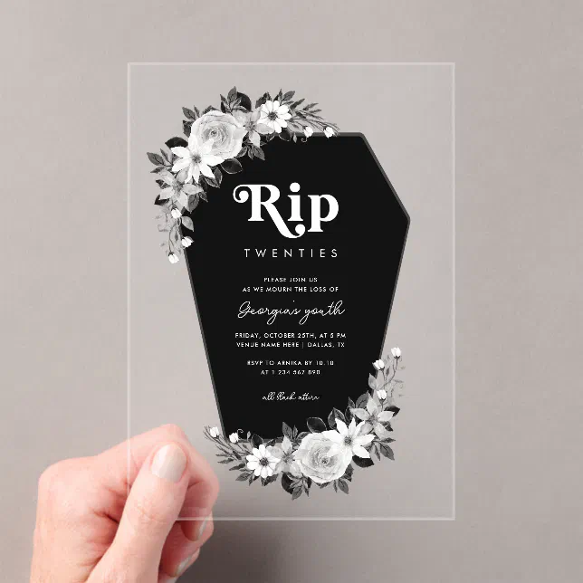 Rip to my 20s Funny Transparent 30th Birthday Acrylic Invitations | Zazzle