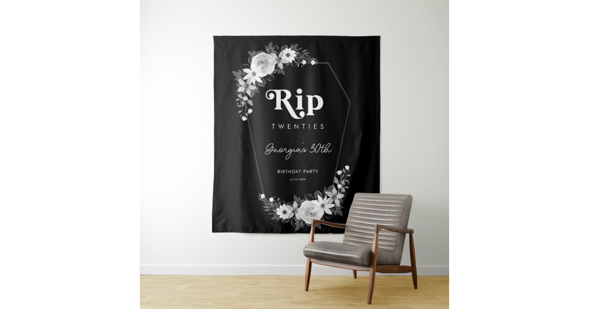 Rip To My Twenties 30th Birthday Party Backdrop | Zazzle