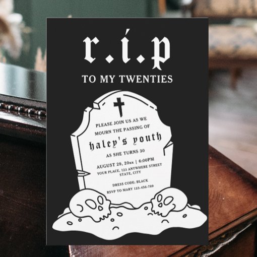 RIP Twenties 20s Funny Death Funeral 30th Birthday Invitation | Zazzle