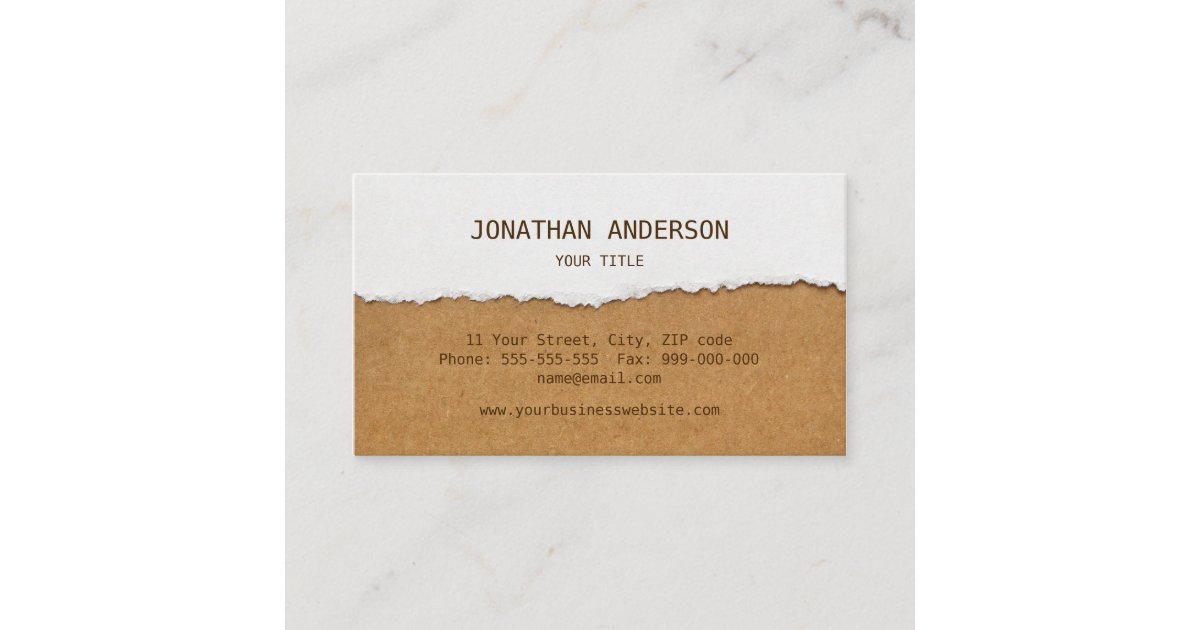 Ripped Paper And Cardboard business card | Zazzle