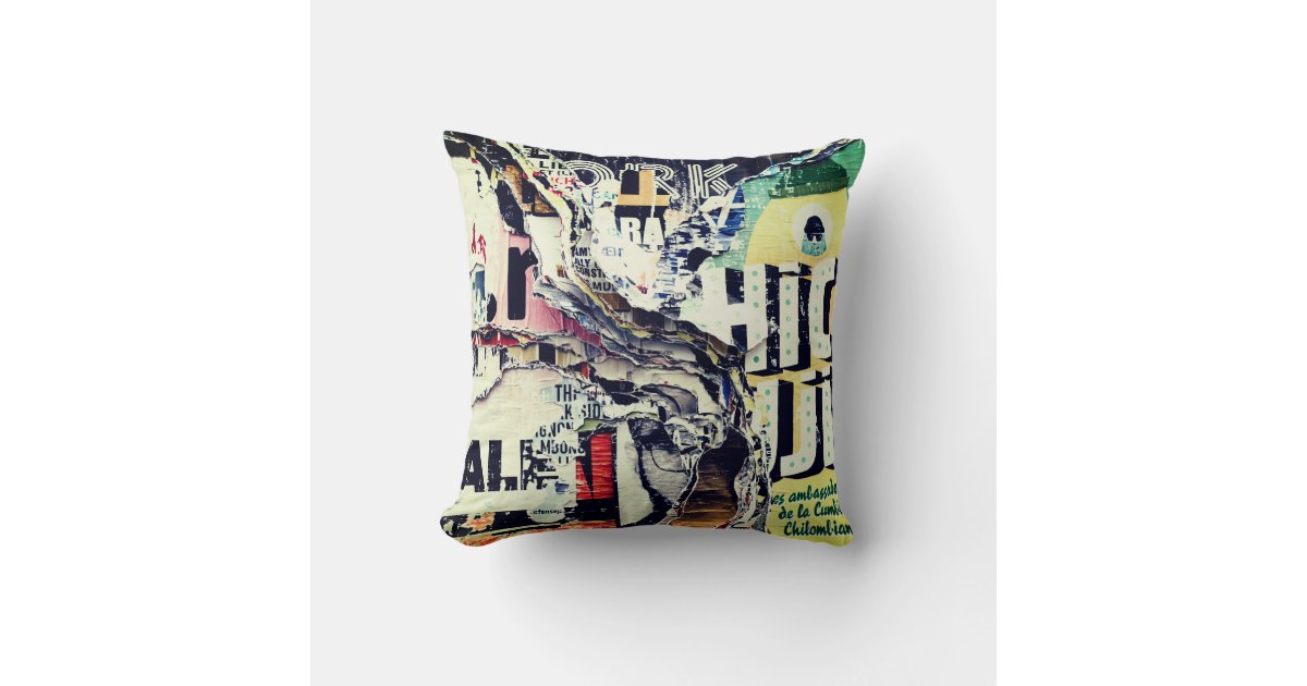 Ripped Posters and Creative Typography 3D Pop Art Throw Pillow | Zazzle