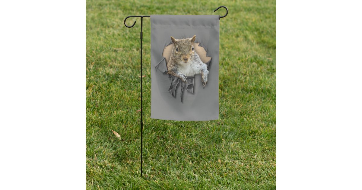 Ripped Shirt Squirrel Garden Flag | Zazzle