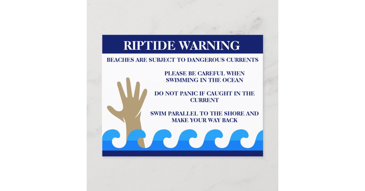 Riptide Warning Dangerous Ocean Safety Rip Current Postcard | Zazzle