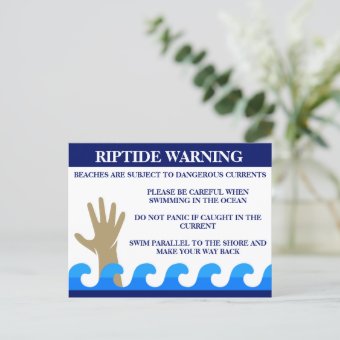 Riptide Warning Dangerous Ocean Safety Rip Current Postcard | Zazzle