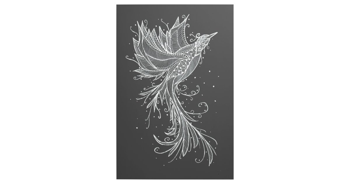 Rising Phoenix White on Black Gallery Wrap | Zazzle