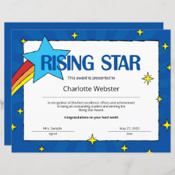 Rising Star Student Recognition Certificates | Zazzle