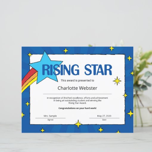 Rising Star Student Recognition Certificates | Zazzle
