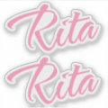 Rita name pink cursive x2 sticker | Zazzle