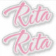 Rita name pink cursive x2 sticker | Zazzle