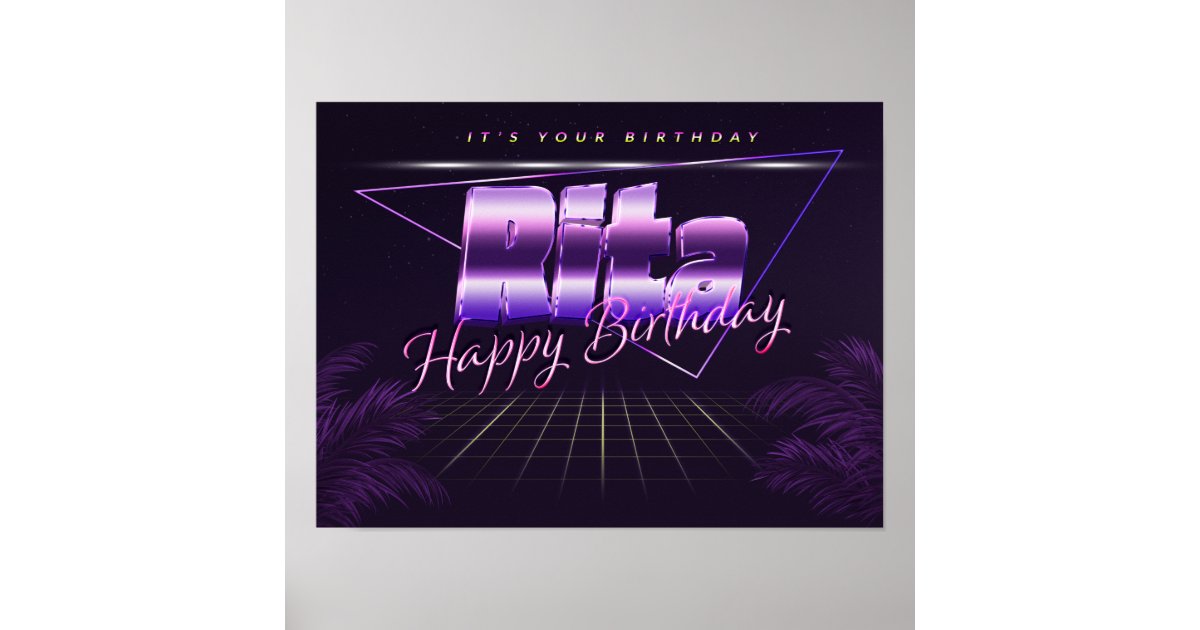 Rita Name Vorname lila retro Poster Geburtstag | Zazzle