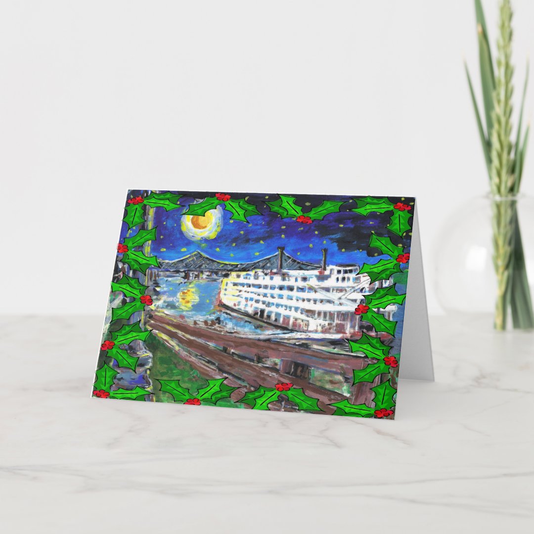 River Boat Christmas Card | Zazzle