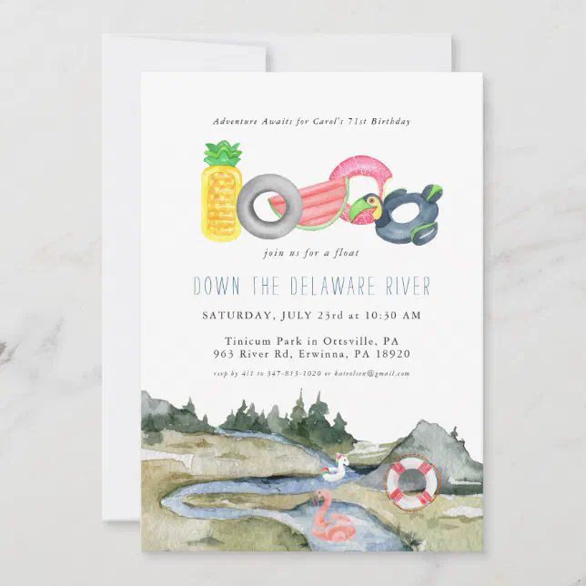 River Floating Tubing Party | Watercolor Floaties Invitation | Zazzle