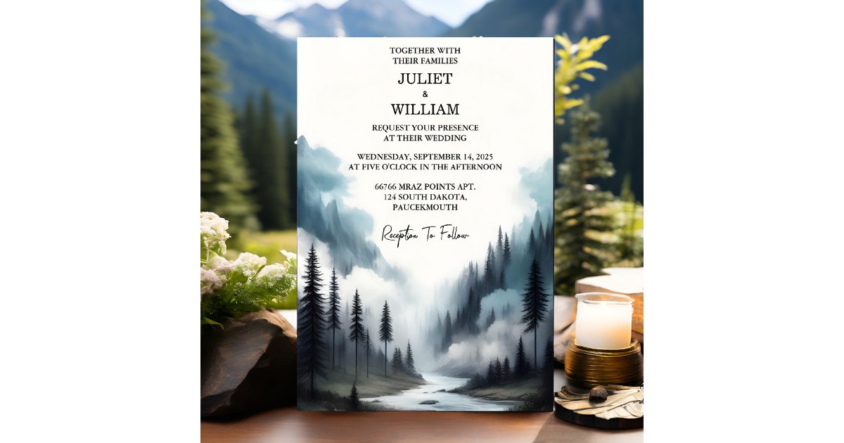 River Rain Cloud Nature Smoky Mountain Wedding Invitation | Zazzle