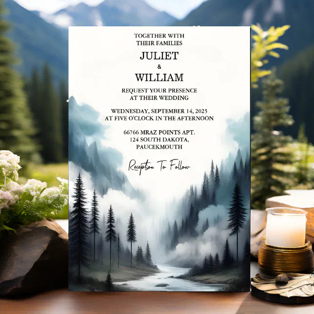 River Rain Cloud Nature Smoky Mountain Wedding Invitation | Zazzle