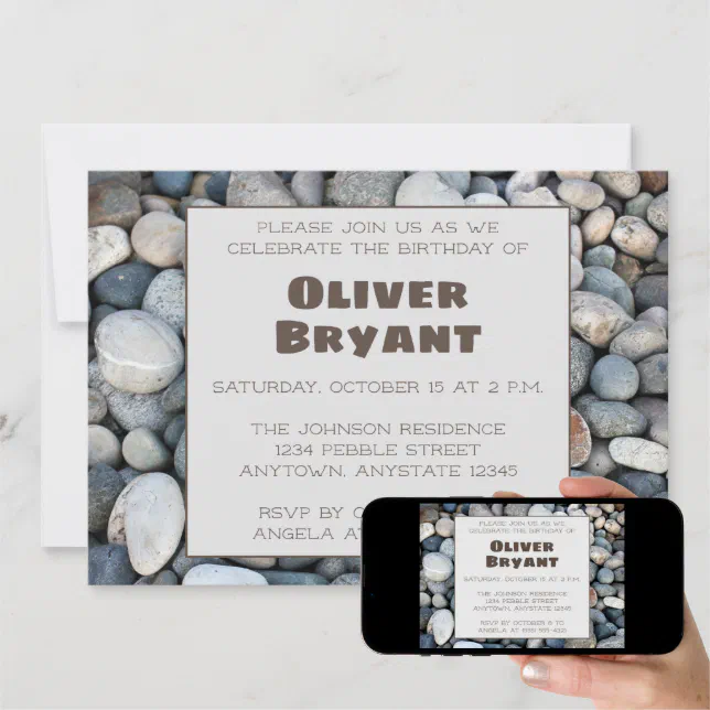 River Rocks Birthday Party Invitation | Zazzle