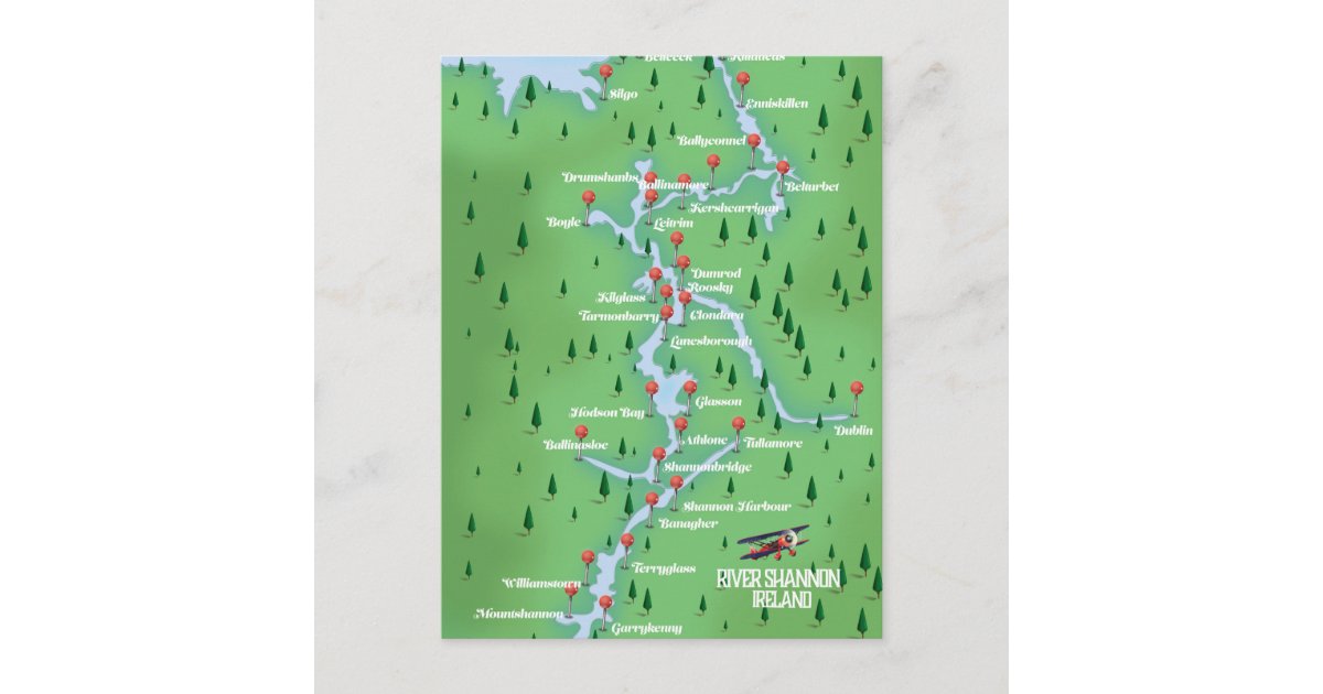 River Shannon Ireland Map Postcard | Zazzle