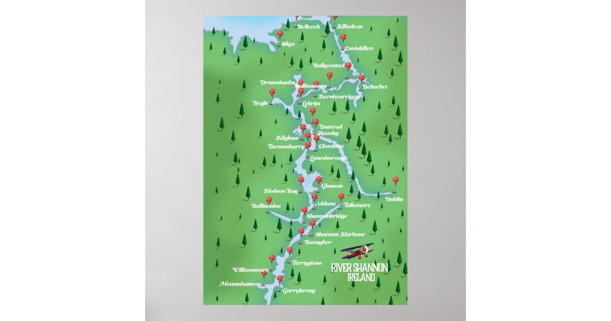 River Shannon Ireland Map Poster | Zazzle