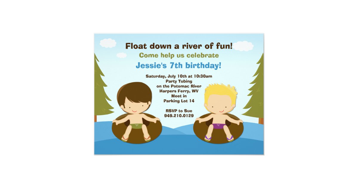 River Tubing Birthday Party Invitation | Zazzle