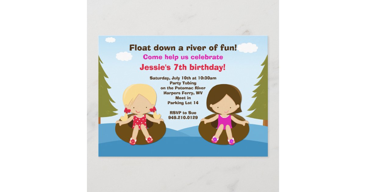River Tubing Birthday Party Invitation | Zazzle.com