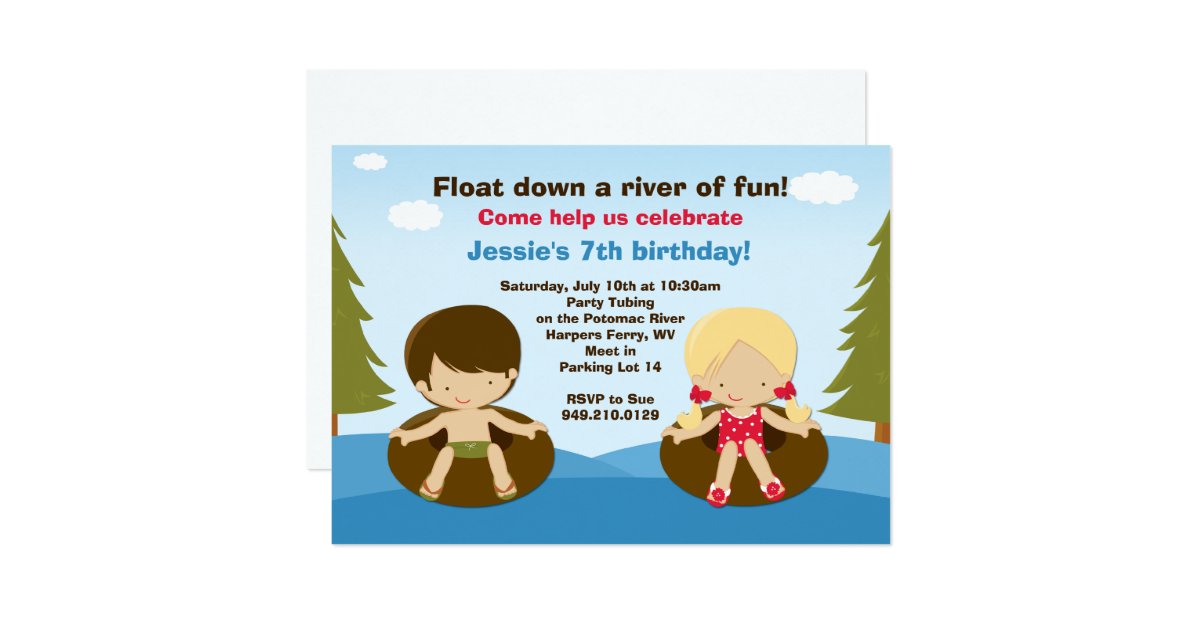 River Tubing Birthday Party Invitation | Zazzle