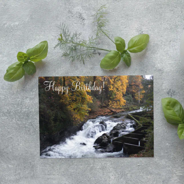 River Waterfall Photo Birthday Greeting Card | Zazzle