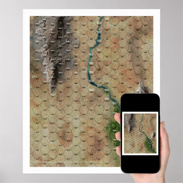 "Riverbend" Hex Map Print | Zazzle