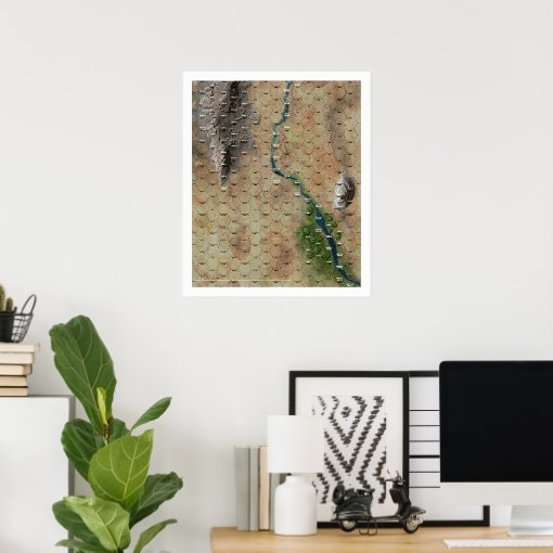 "Riverbend" Hex Map Print | Zazzle