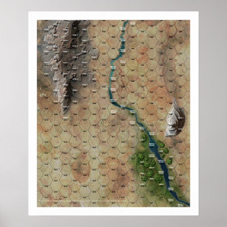 "Riverbend" Hex Map Print | Zazzle