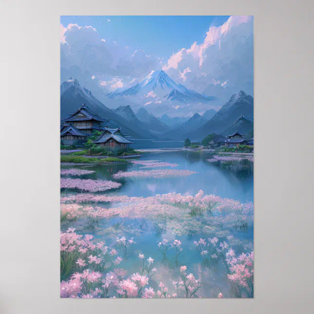 Riverside Village in Old Japan Poster | Zazzle