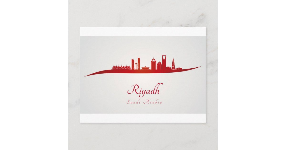 Riyadh skyline in red.jpg postcard | Zazzle