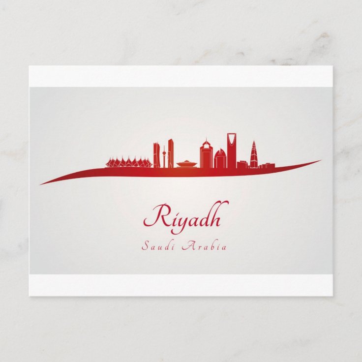 Riyadh skyline in red.jpg postcard | Zazzle
