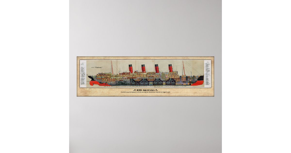 RMS Aquitania Cut Away Poster | Zazzle