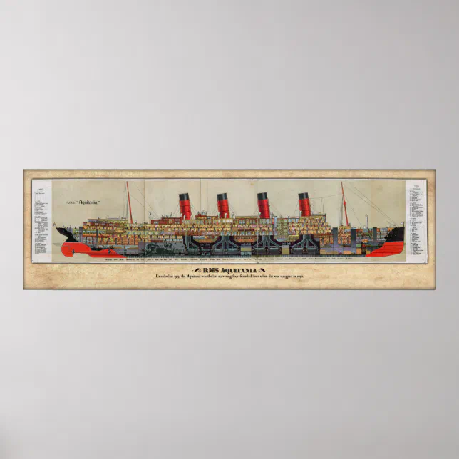 RMS Aquitania Cut Away Poster | Zazzle