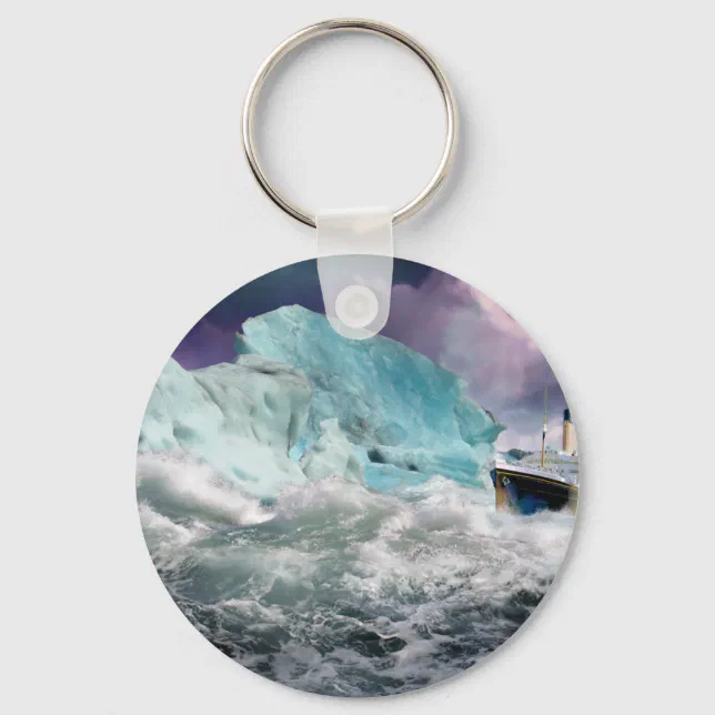 RMS Titanic and Iceberg Painting Keychain | Zazzle